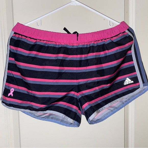 adidas | Shorts | Adidas Breast Cancer Ribbon Pink Striped Shorts ...